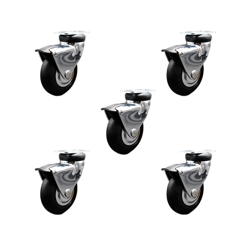 3 Inch Bright Chrome Hooded Neoprene Rubber Top Plate Casters with ...
