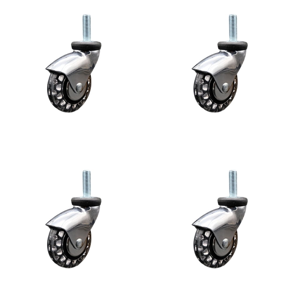3 Inch Bright Chrome Hooded Polyurethane 3/8 Inch Threaded Stem Casters ...