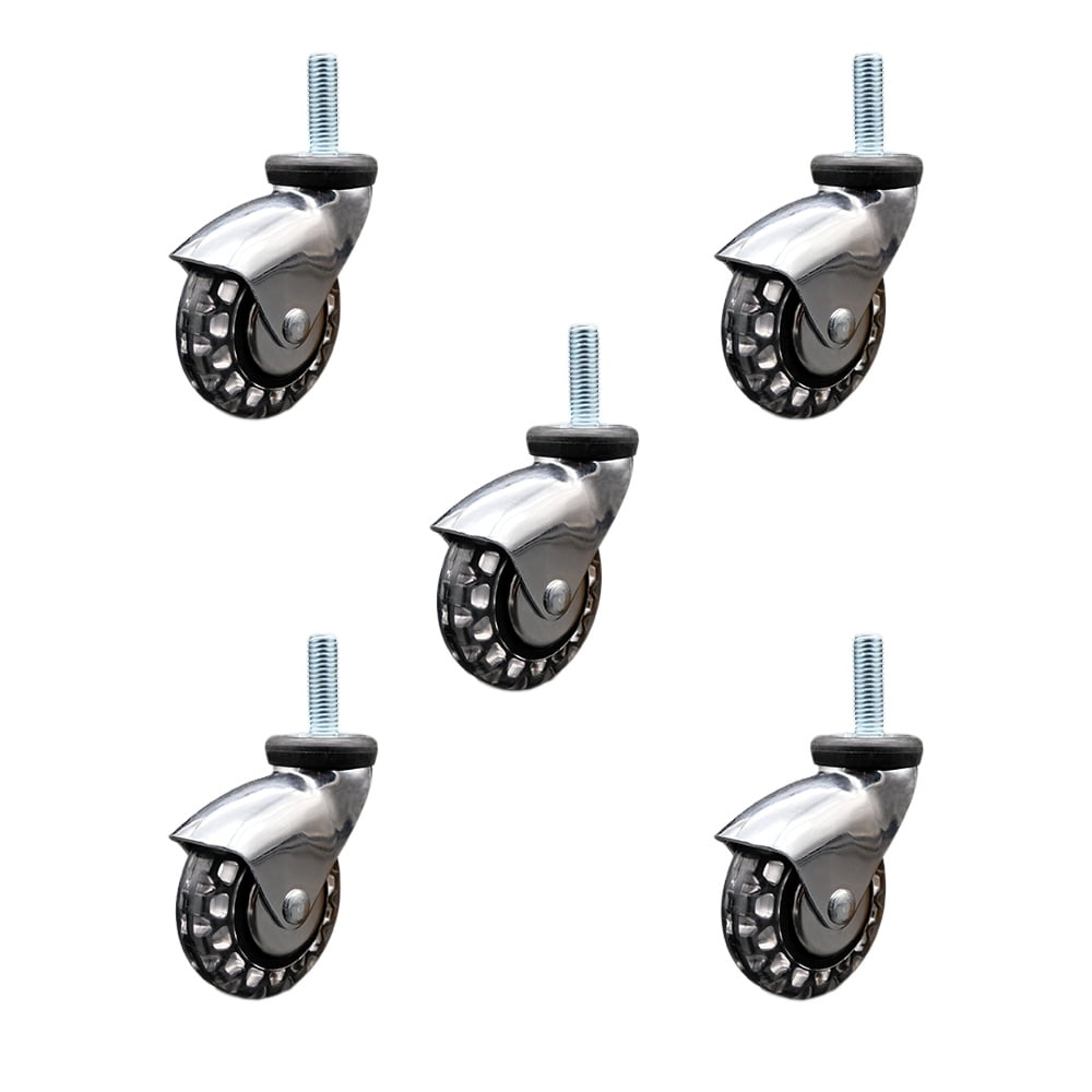 3 Inch Bright Chrome Hooded Polyurethane 3/8 Inch Threaded Stem Casters ...