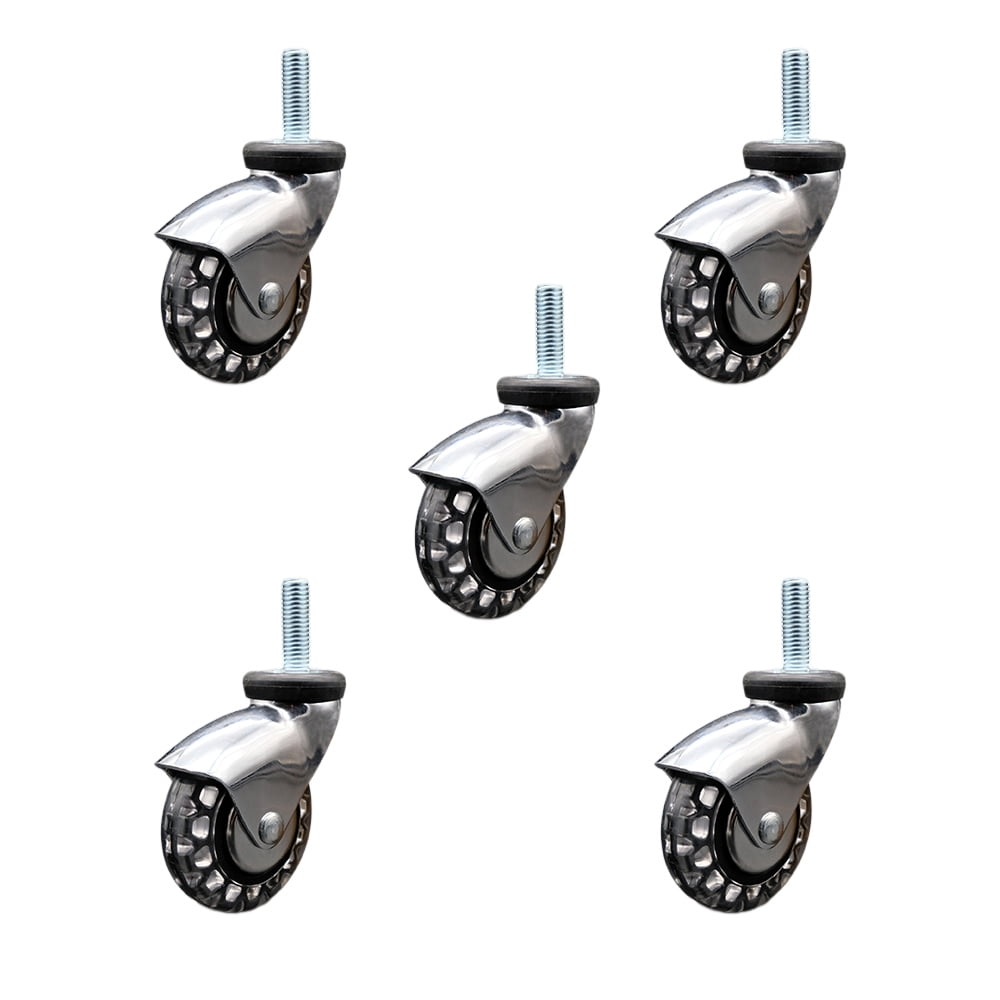3 Inch Bright Chrome Hooded Polyurethane 3/8 Inch Threaded Stem Casters ...