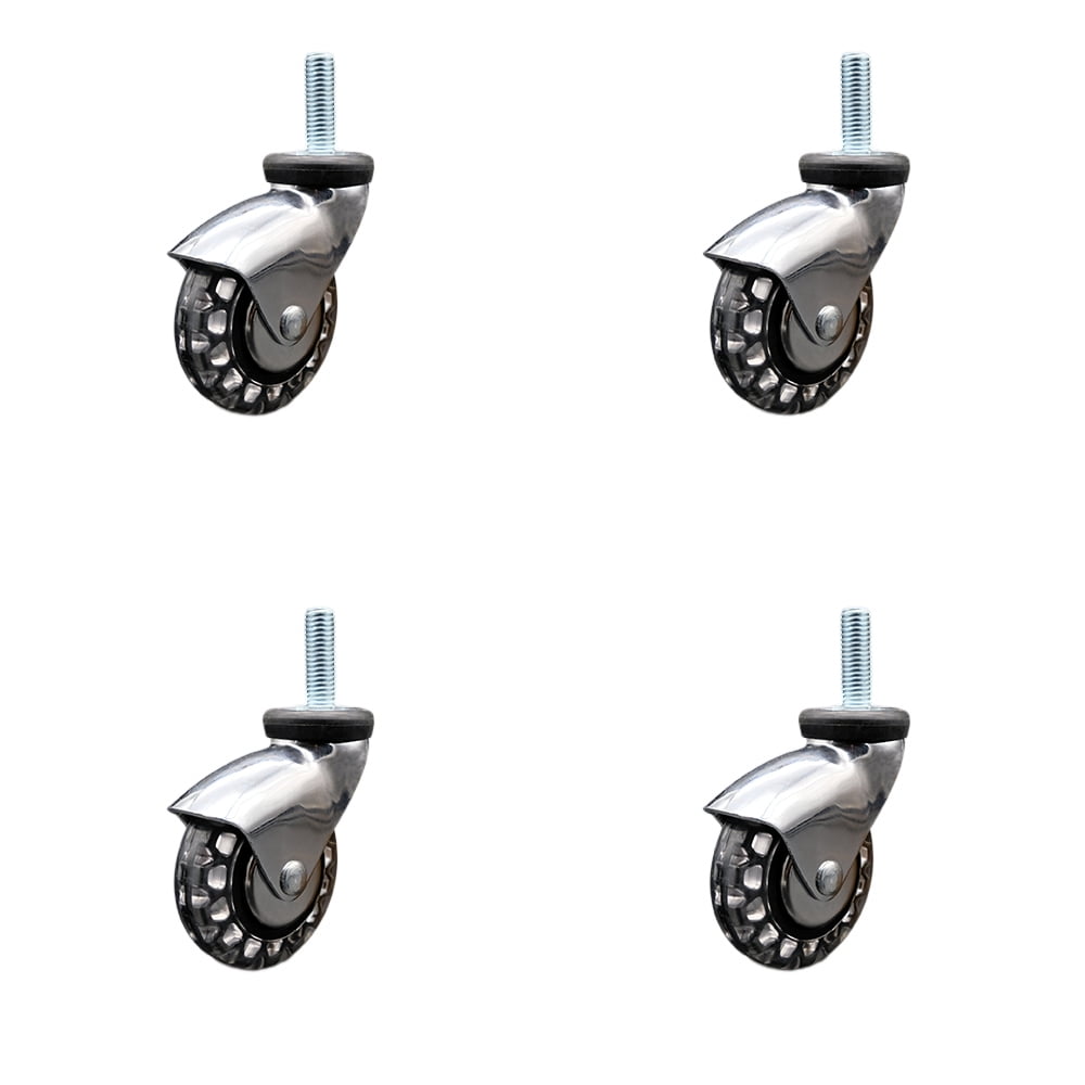 3 Inch Bright Chrome Hooded Polyurethane ½ Inch Threaded Stem Casters ...