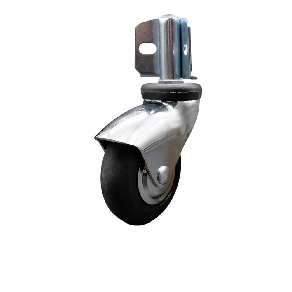 3 Inch Bright Chrome Neoprene Rubber Caster – Corner Mount Bracket ...