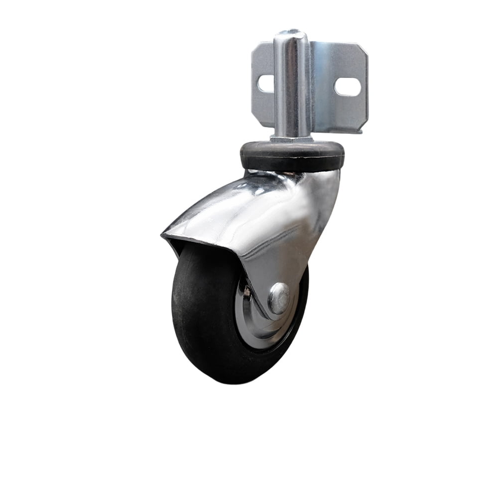 3 Inch Bright Chrome Neoprene Rubber Caster – Side Mount Bracket – SCC ...