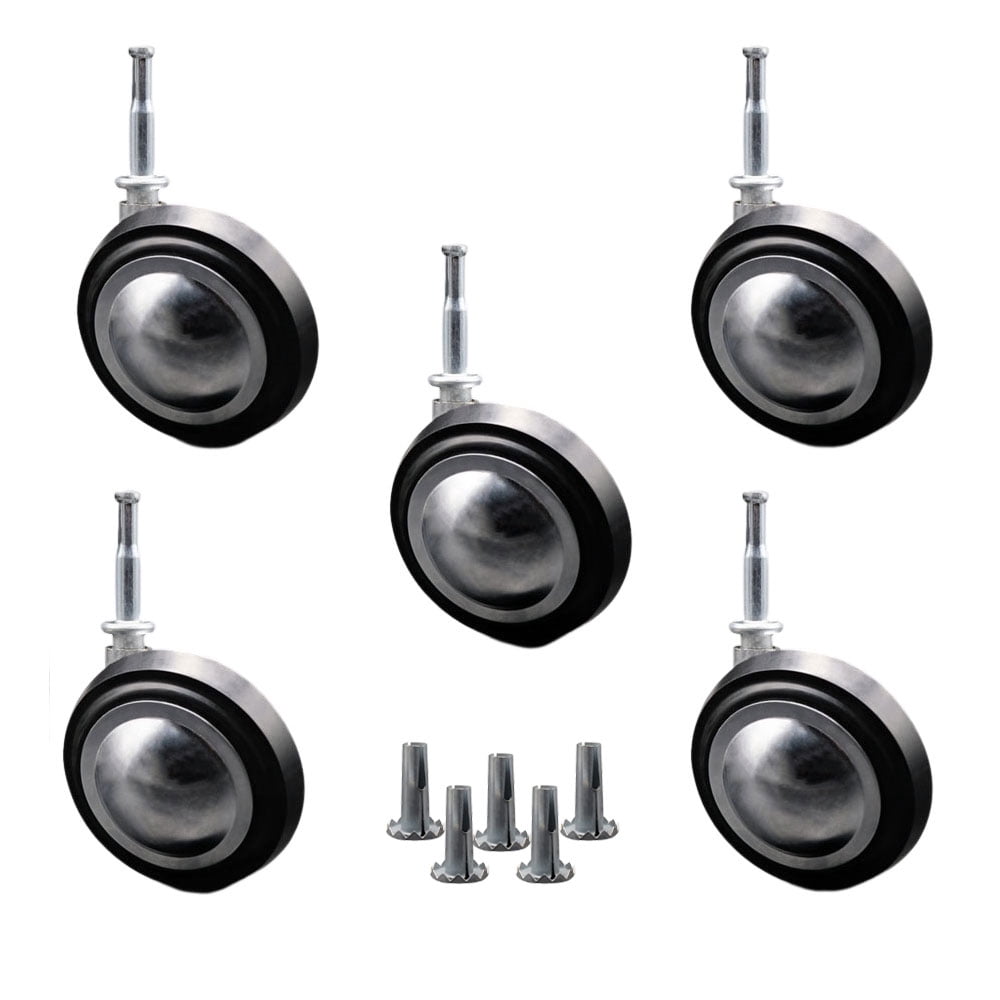 3 Inch Bright Chrome Soft Tread Ball Caster – Grip Neck Stem – Set of 5 ...