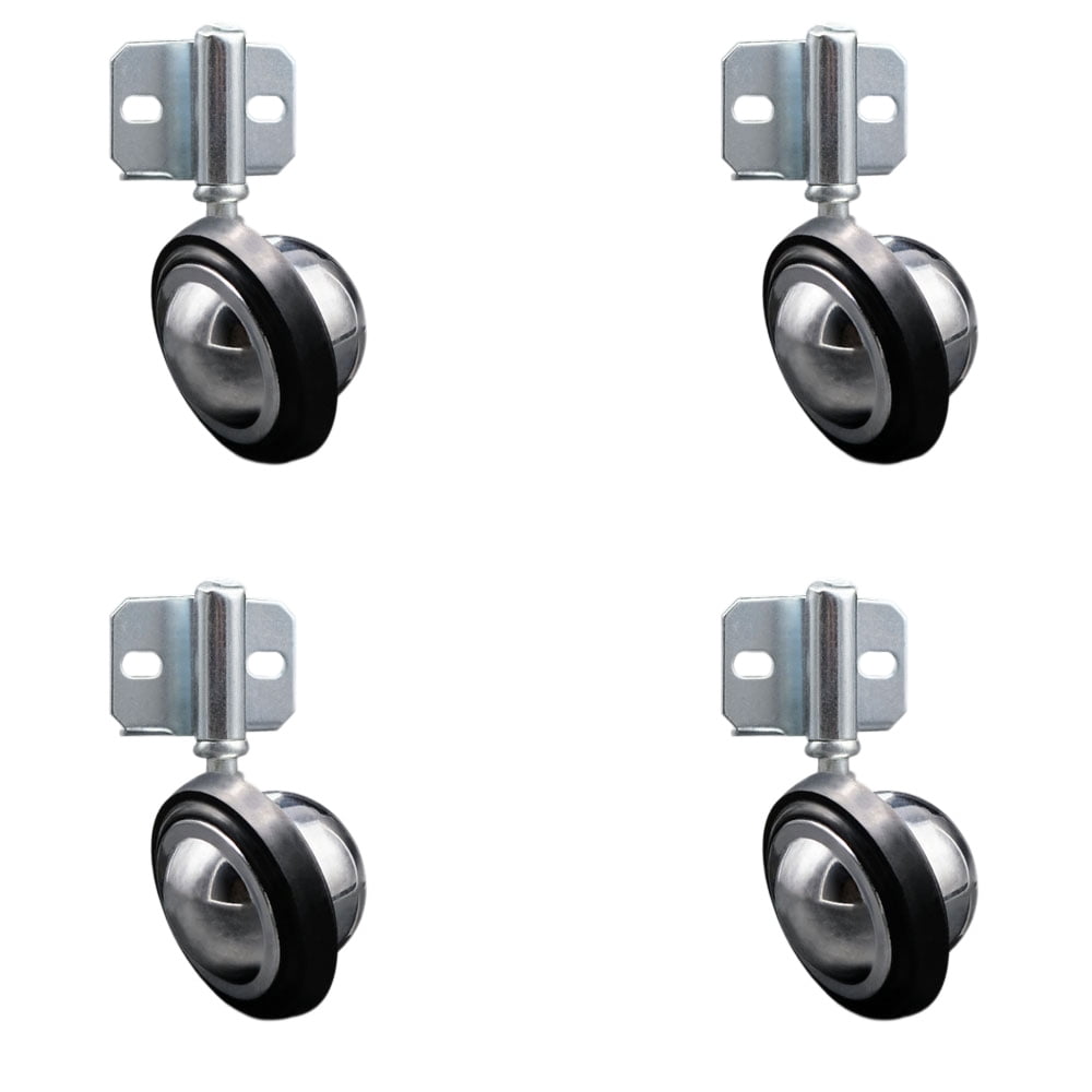 3 Inch Bright Chrome Soft Tread Ball Caster – Side Mount Bracket – Set ...