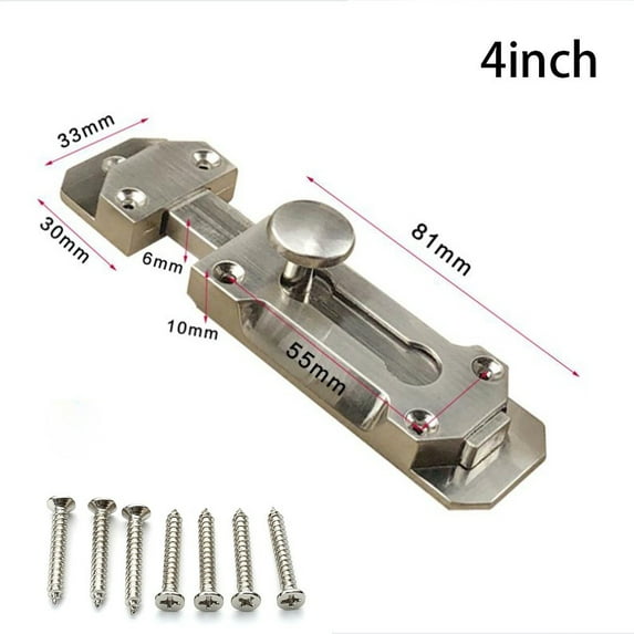 3 Inch Brushed Nickel Door Lock Slide Bolt Latch Designed For Use In ...