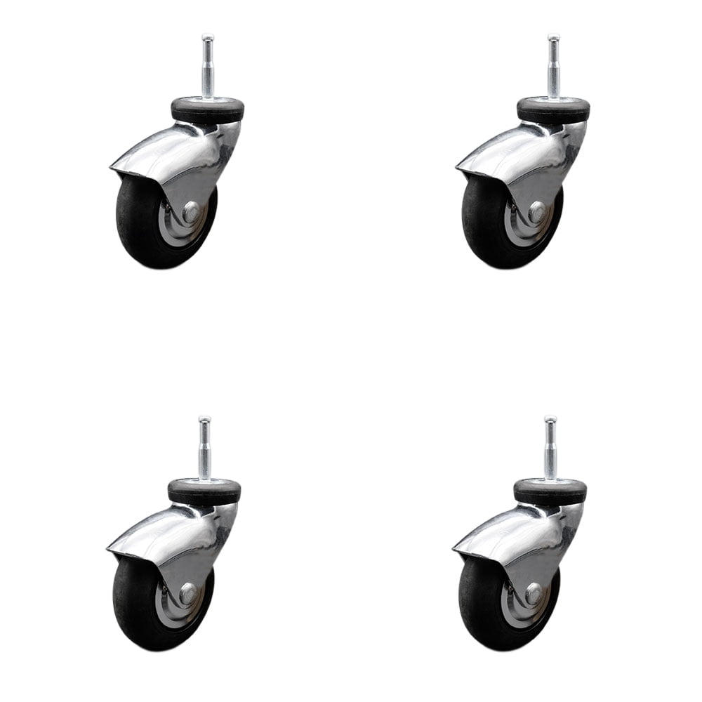 3 Inch Chrome Hooded Neoprene Rubber 5/16 Inch Grip Neck Stem Casters ...