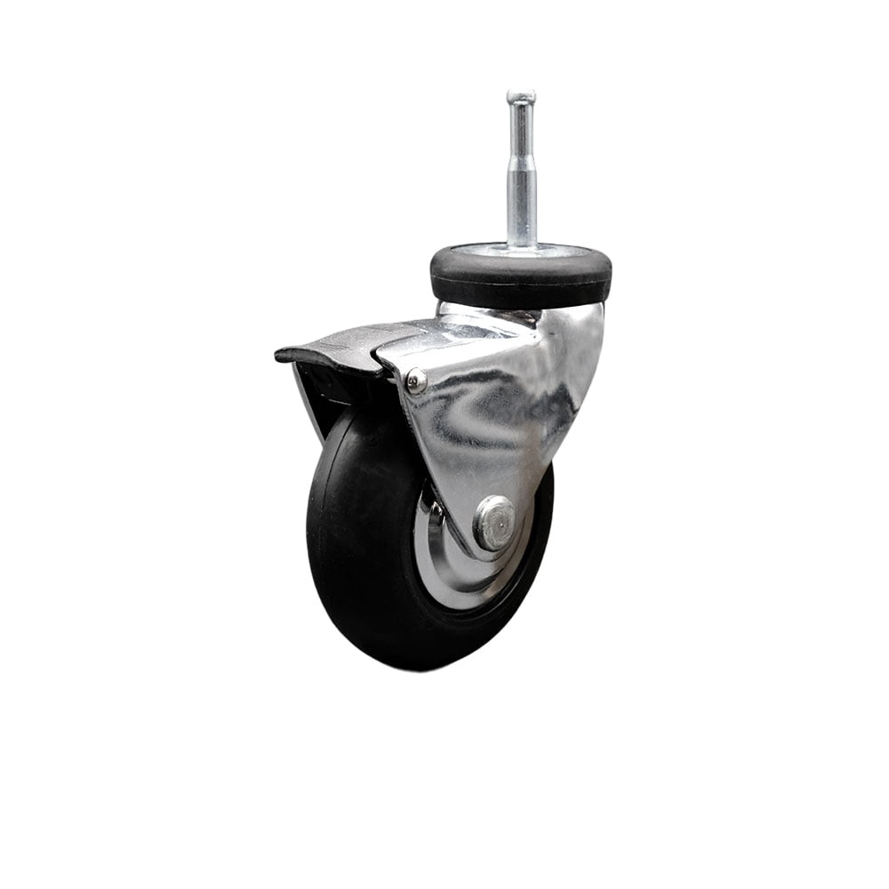 3 Inch Chrome Hooded Neoprene Rubber 5/16 Inch Grip Ring Stem Caster ...