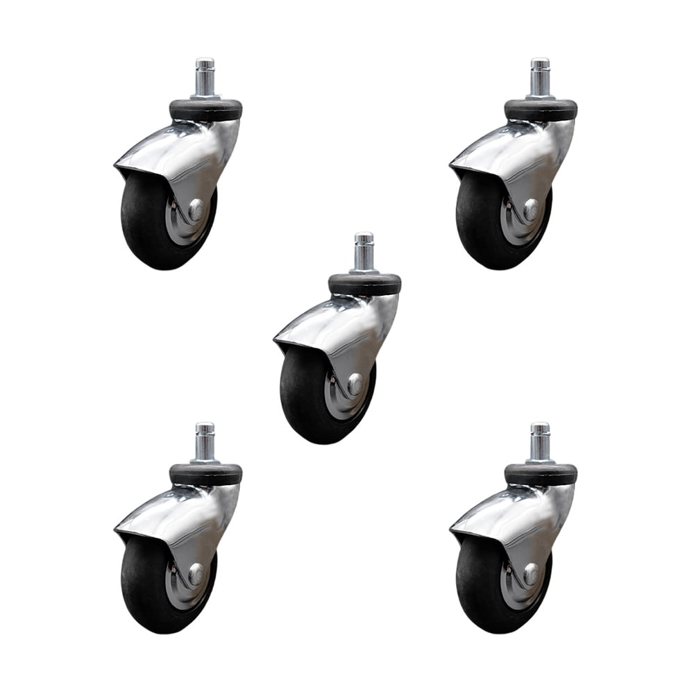 3 Inch Chrome Hooded Neoprene Rubber 7/16 Inch Grip Ring Stem Casters ...