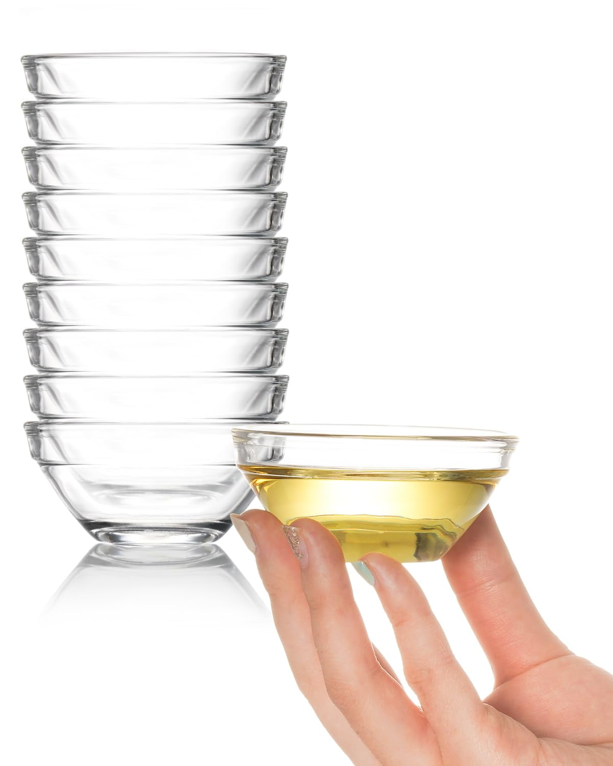 3 Inch Clear Glass Bowls, 2.5oz Small Stackable Prep Bowls for Cooking ...