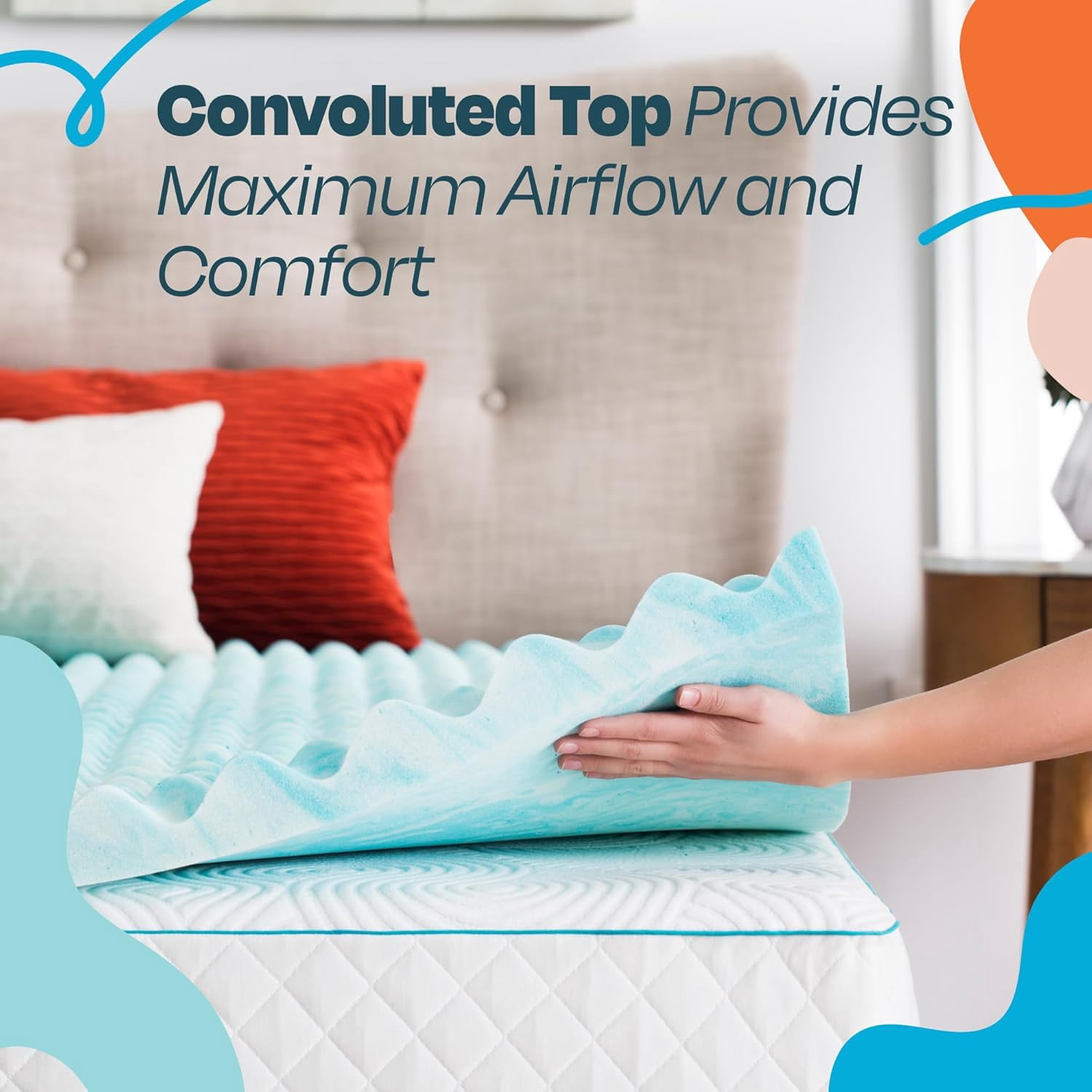 3 Inch Convoluted Gel Swirl Memory Foam Mattress Topper - Twin ...
