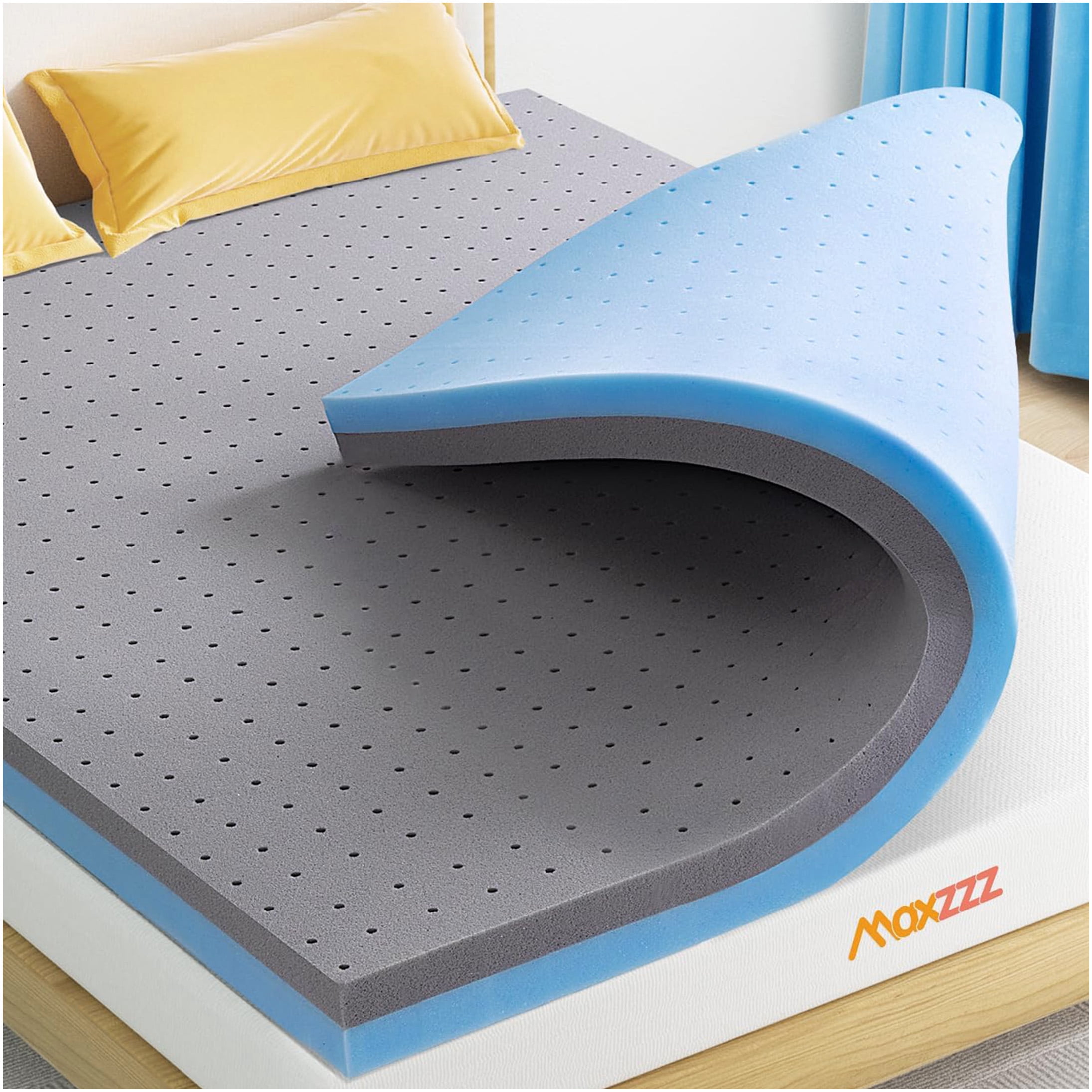 3-Inch Cooling Gel Memory Foam Mattress Topper Full Size, Dual-Side ...