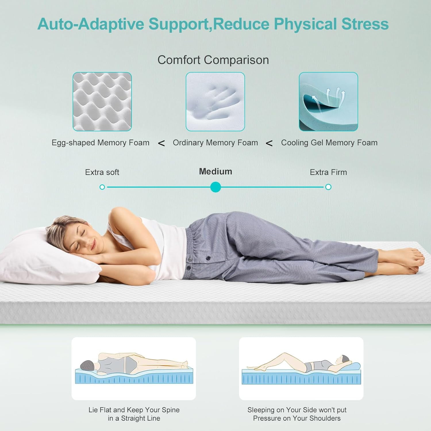 3 Inch Cooling Gel Memory Foam Mattress Topper Queen Size - Walmart.com