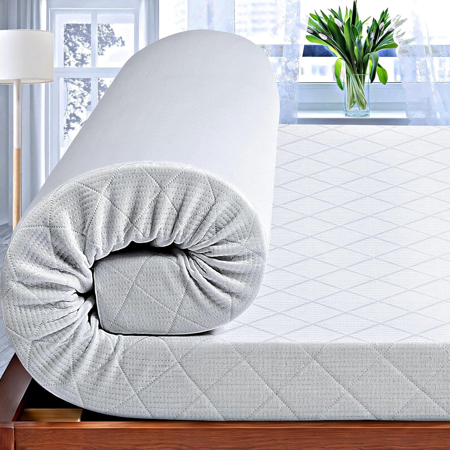 3 Inch Cooling Memory Foam Mattress Topper Queen, High Density Foam Bed ...