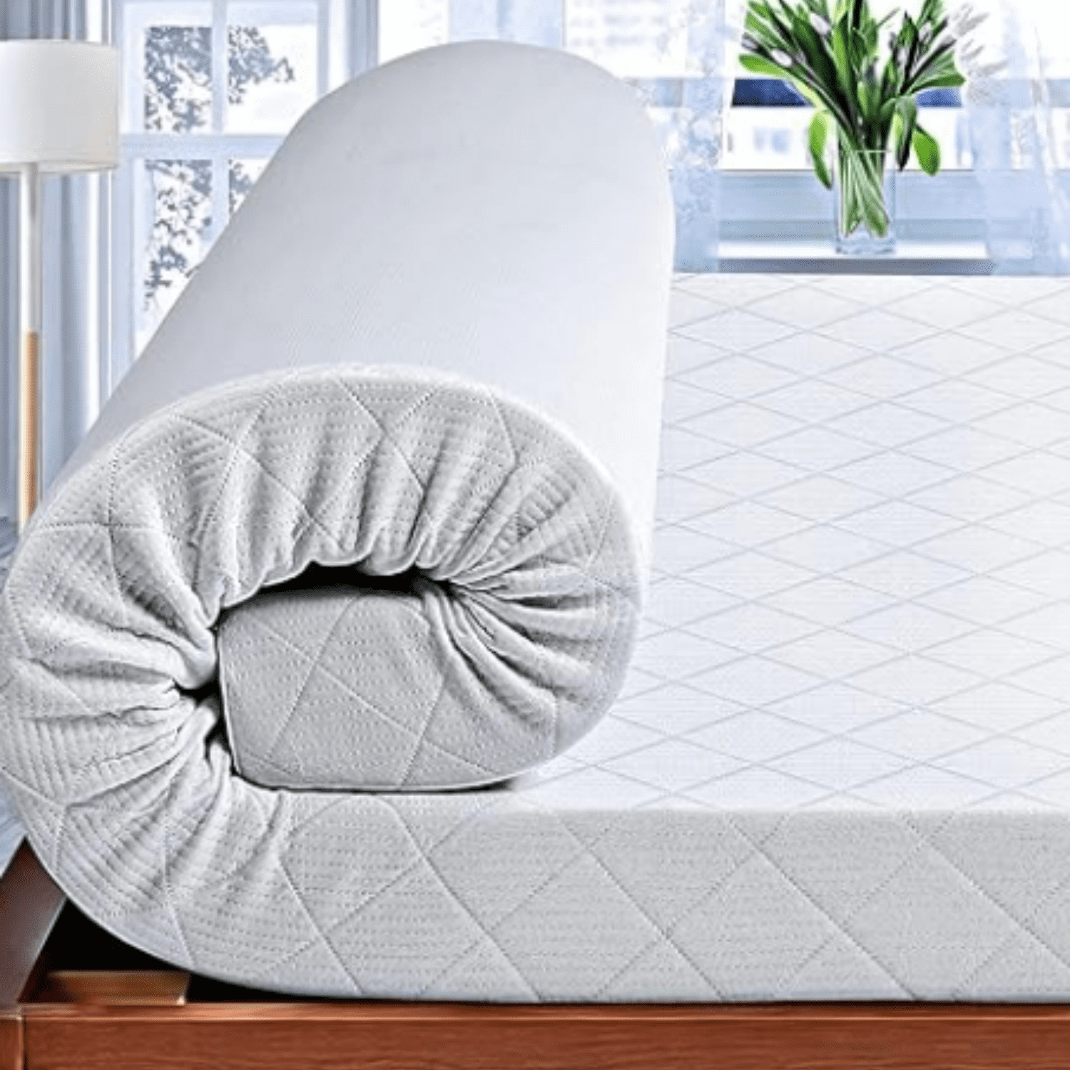 3 Inch Cooling Memory Foam Mattress Topper Twin XL College Dorm, High Density Foam Bed Topper ...