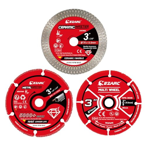 3 Inch Cut Off Wheel Set for Angle Grinder, 3 Pack with Diamond Metal ...