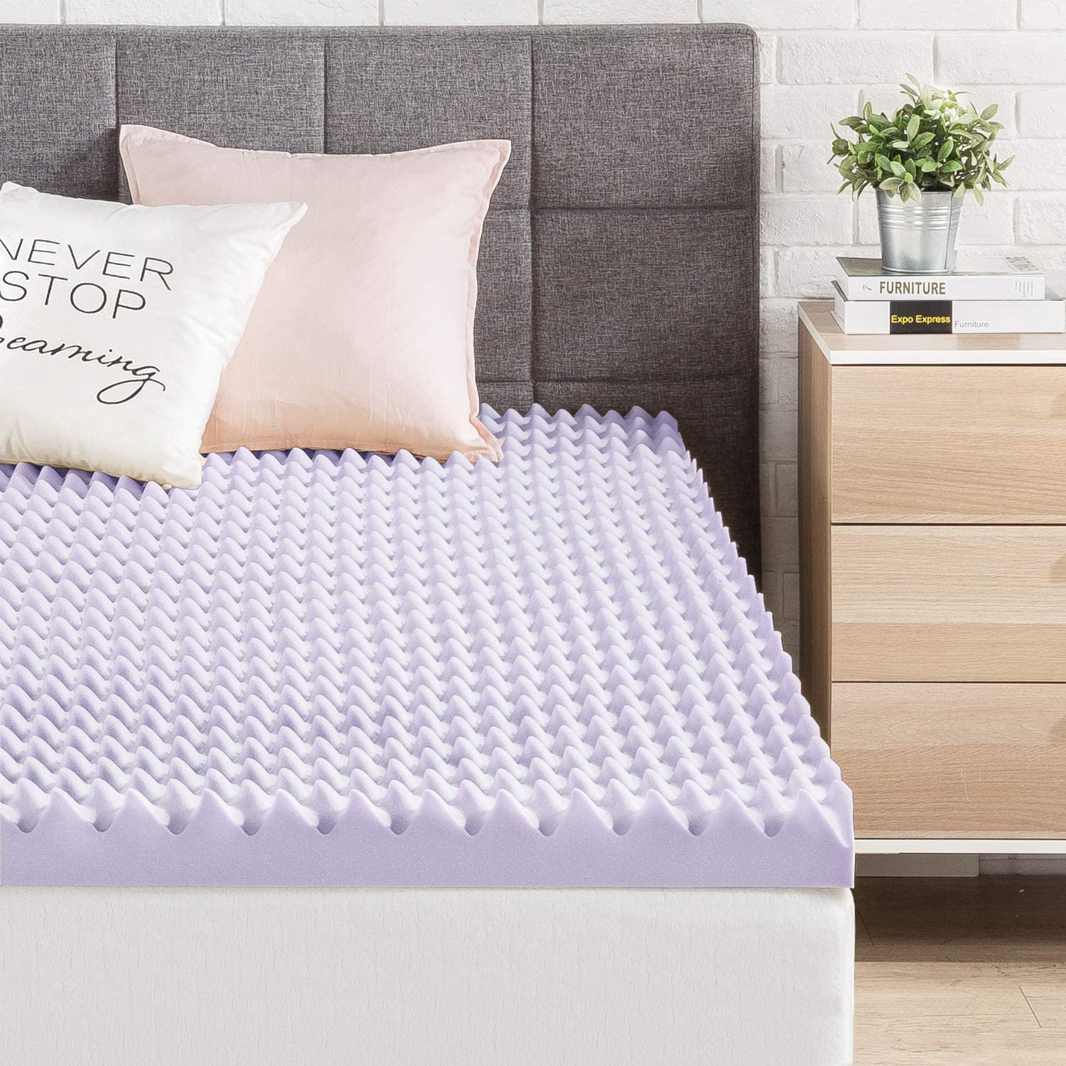 3 Inch Egg Crate Memory Foam Mattress Topper with Soothing Lavender ...