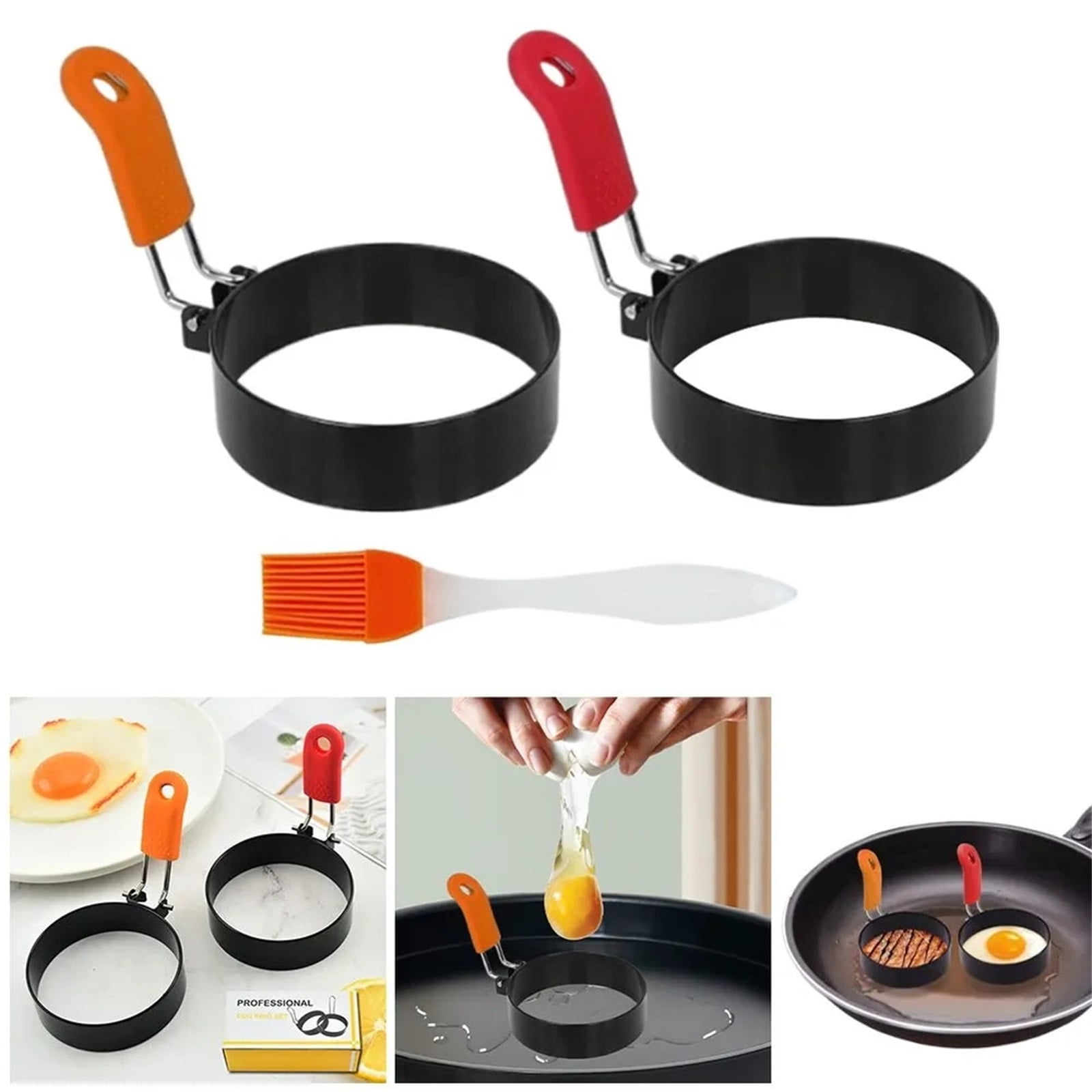 3 Inch Egg Rings Set of 2 - Non-Stick Stainless Steel Mold with ...