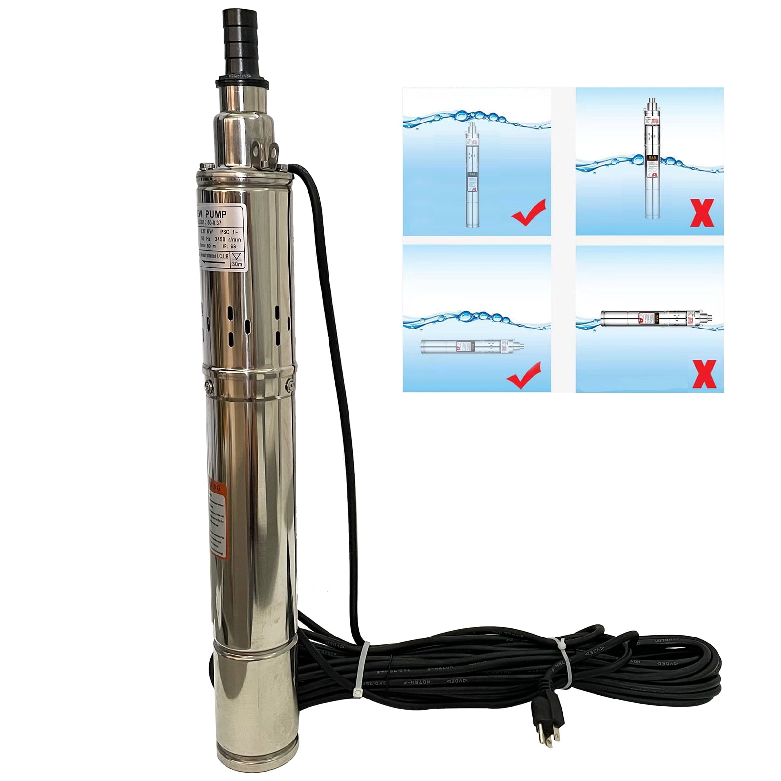 3 Inch Electric Deep Well Water Pump Commercial Home 110V - Walmart.com