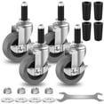 3 Inch Expanding Stem Caster Wheels Set of 4 with Side Brake, Heavy ...
