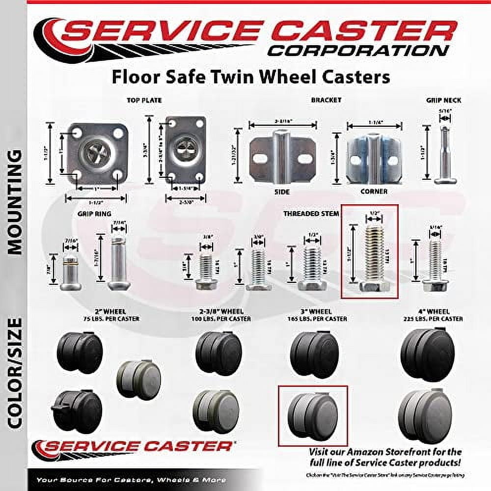 3 Inch Extra Large Heavy Duty Floor Safe Office Chair Wheels - Gray Non ...