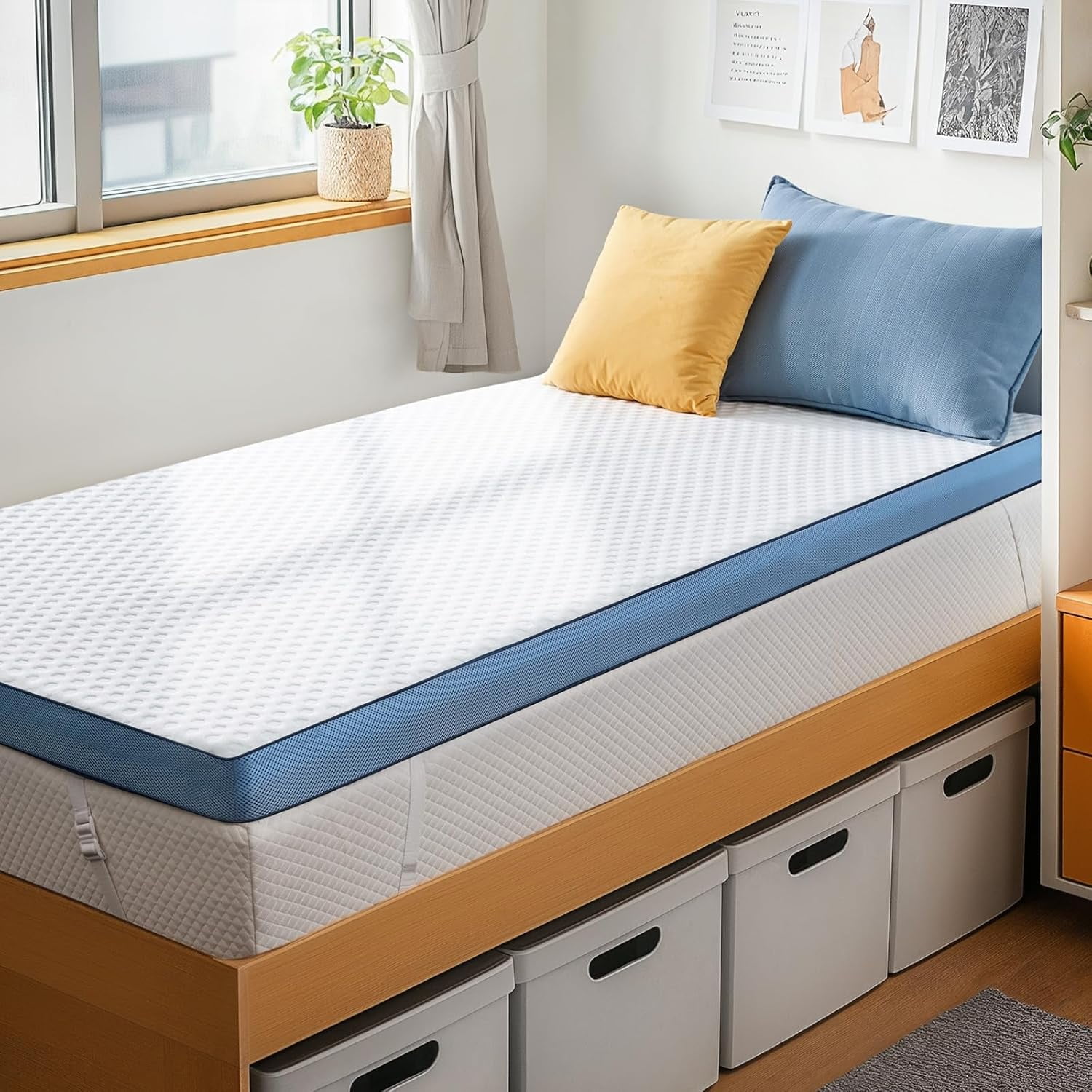3 Inch Firm Mattress Topper Twin Size, Cooling Gel-Infused & Bamboo ...