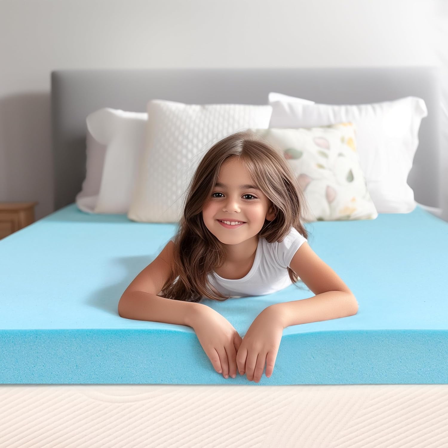 3 Inch Full Mattress Topper for Pressure Relief, Gel Infused Bed Topper ...