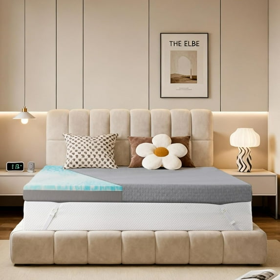 3 Inch Full Size Cooling Gel Memory Foam Mattress Topper Bamboo Fiber ...