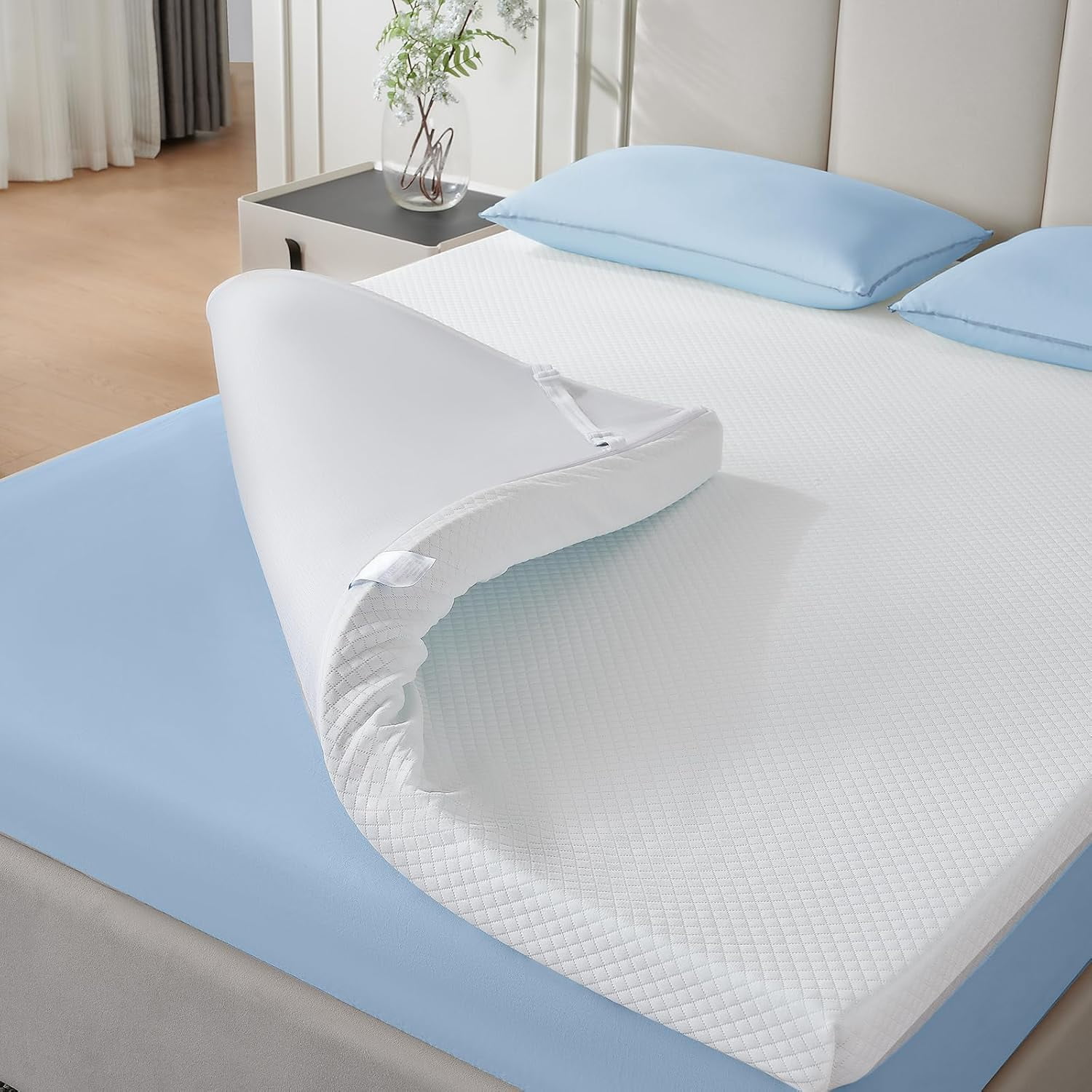 3 Inch Gel Memory Foam Mattress Topper Queen Size, High Density Cooling ...