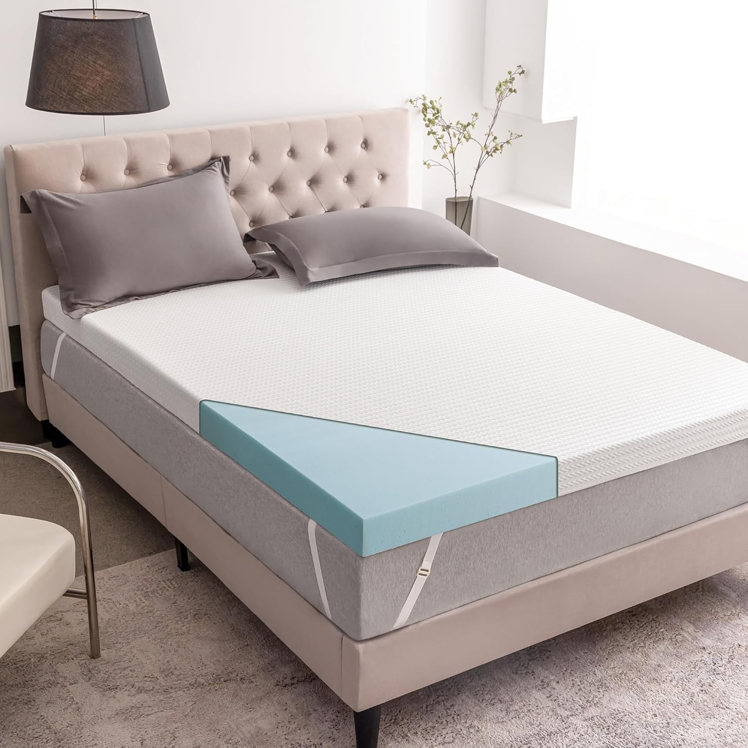 3 Inch Gel Memory Foam Mattress Topper Twin Size, Cooling Bed Topper ...