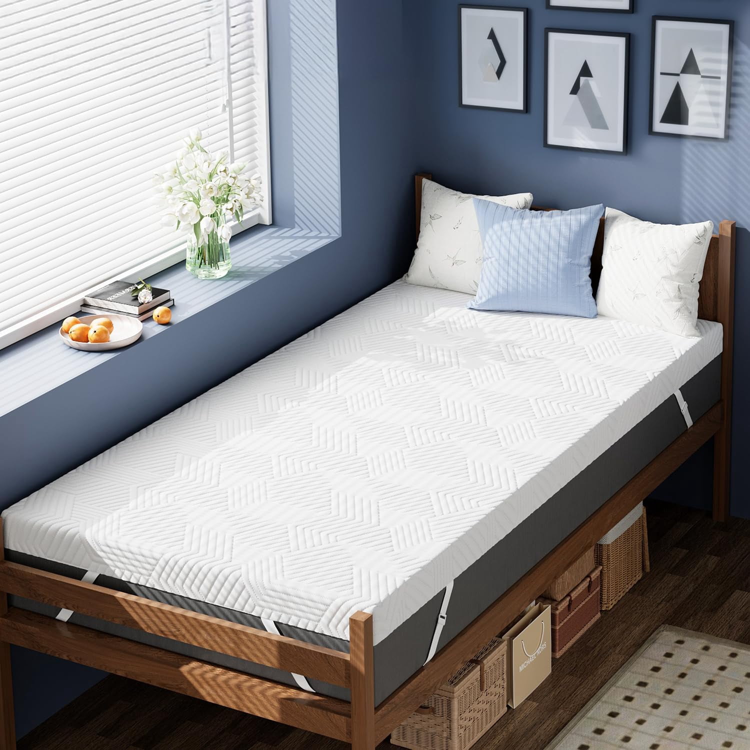 3 Inch Gel Memory Foam Mattress Topper Twin XL Size Pressure-Relieving ...