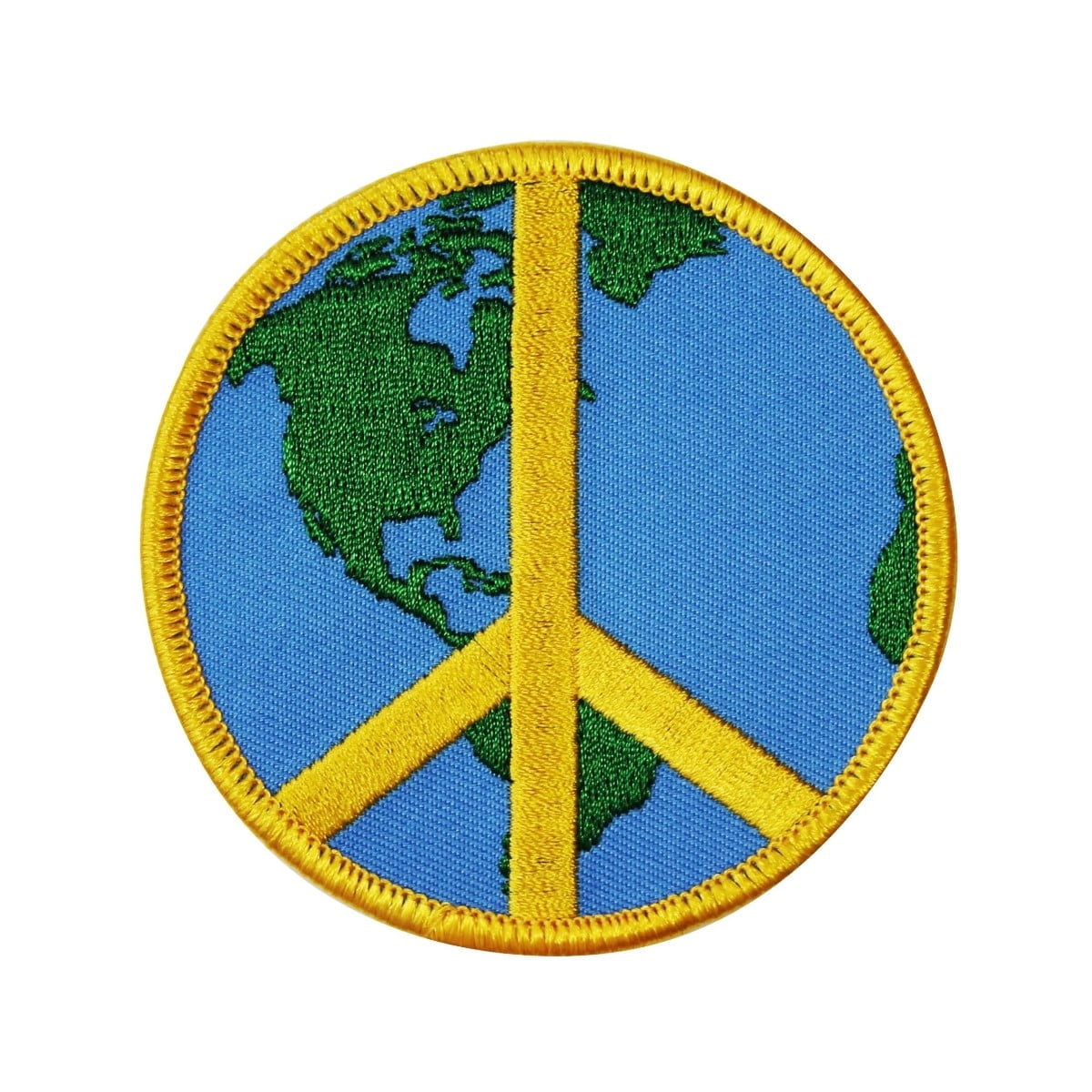 3 Inch Global Peace Sign Iron-On Patch Planet Earth Hippie Accessory ...