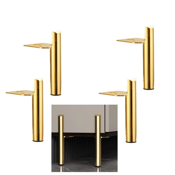 3 Inch Gold Tone Metal Furniture Legs Set Of 4 Side Mounted For Coffee ...