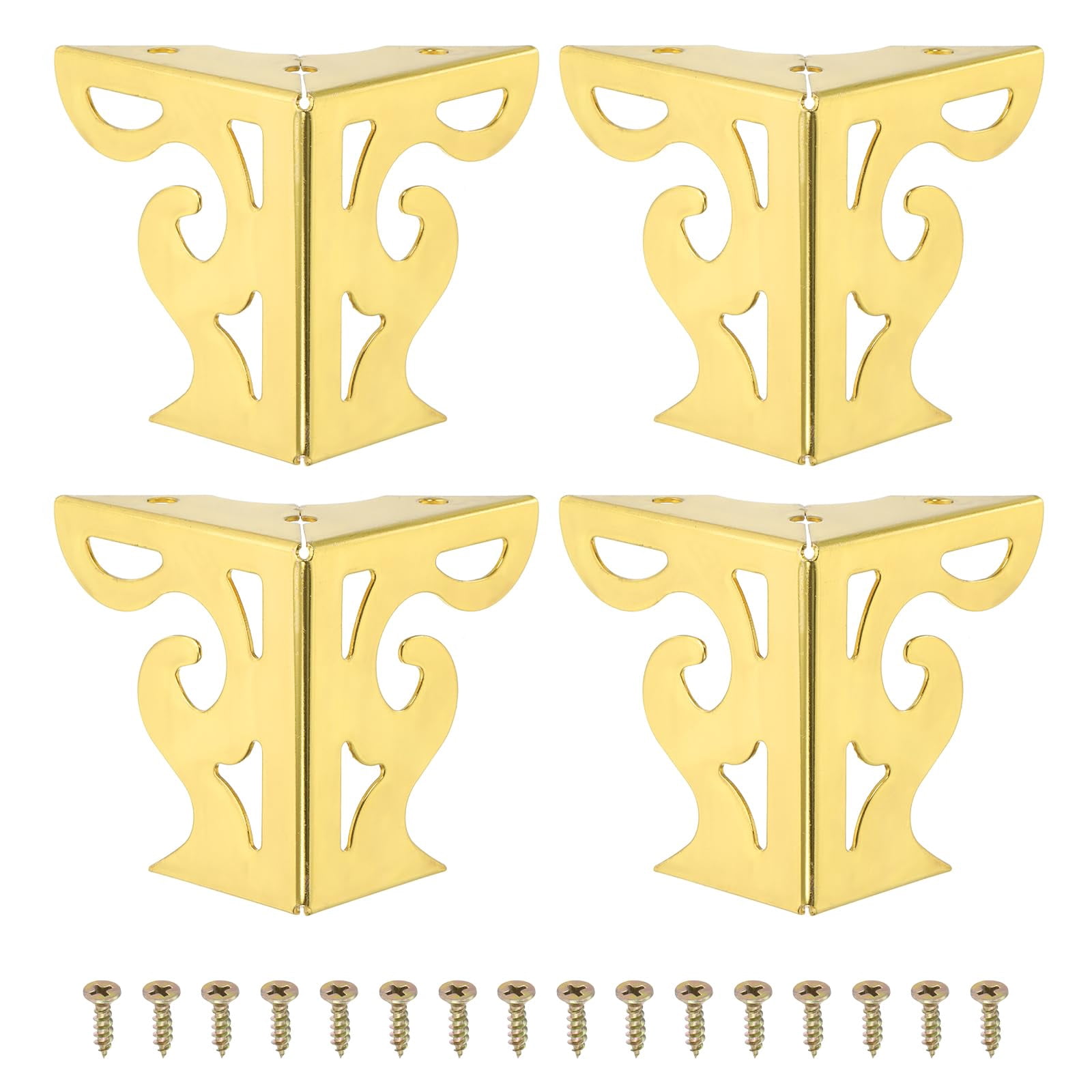 3 Inch Goldtone Hollow Out Metal Triangle Furniture Legs Set Of 4 For ...