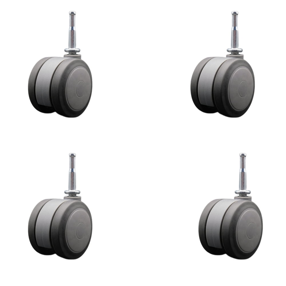 3 Inch Gray Heavy Duty Floor Safe Twin Wheel Caster 5/16 Grip Neck Stem ...
