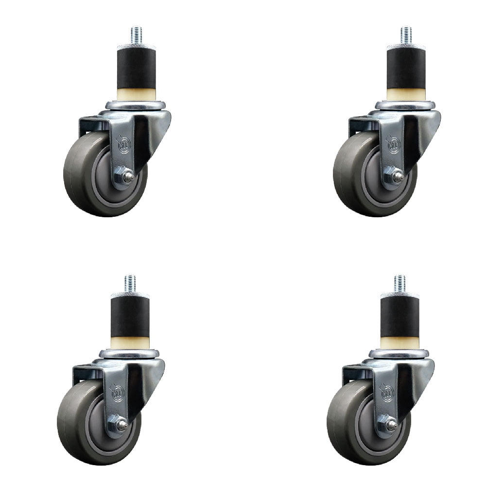 3 Inch Gray Poly Wheel Swivel 1-7/8 Inch Expanding Stem Caster Set SCC - Walmart.com