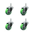 3 Inch Green Poly Wheel Swivel 3/4 Inch Threaded Stem Caster Set ...