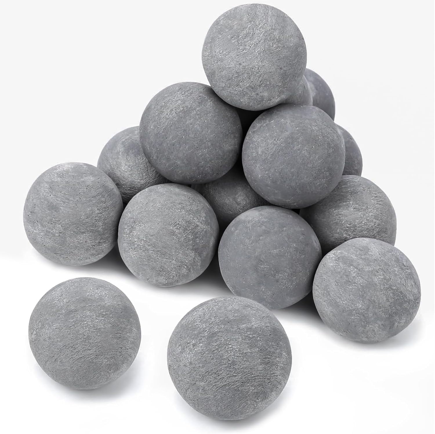 3-Inch Grey Round Ceramic Fire Balls Tempered Firepit Spheres for ...