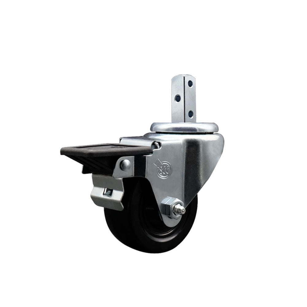3 Inch Hard Rubber Wheel Swivel 3/4 Inch Square Stem Caster with Brake ...