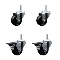 5 Inch Nylon Wheel Swivel 3/8 Inch Threaded Stem Caster Set 2 Total ...