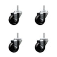 3 Inch Hard Rubber Wheel Swivel 5/8 Inch Threaded Stem Caster Set ...