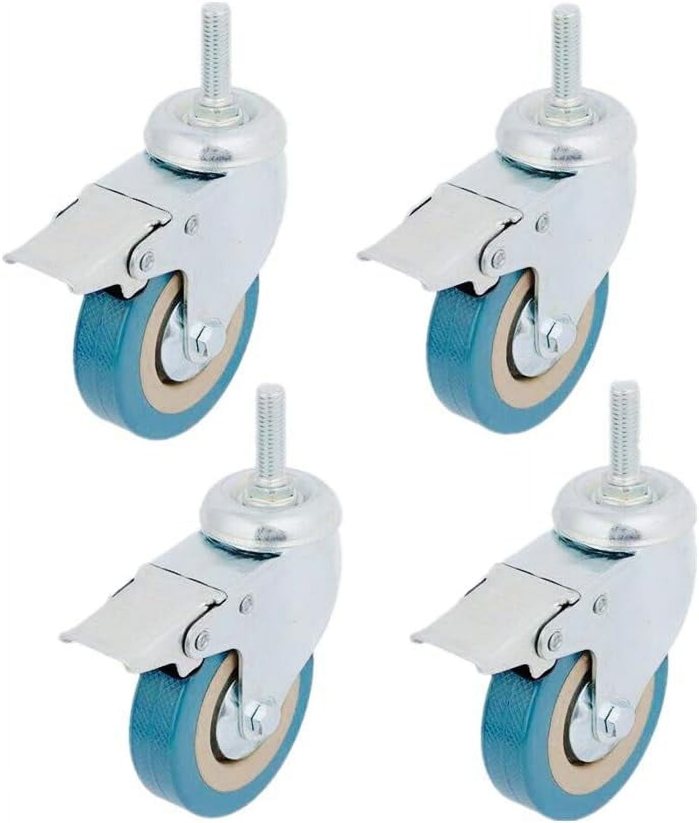 3 Inch Heavy Duty Swivel Casters, Non-Marking Polyurethane Wheels with Locking Threaded Stem ...