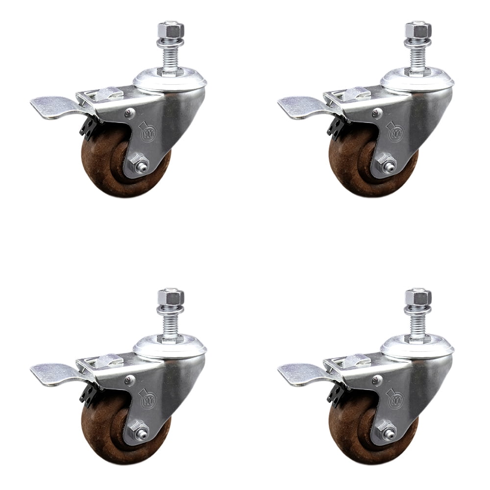 3 Inch High Temp Glass Filled Nylon 12mm Stem Caster Set with Total ...