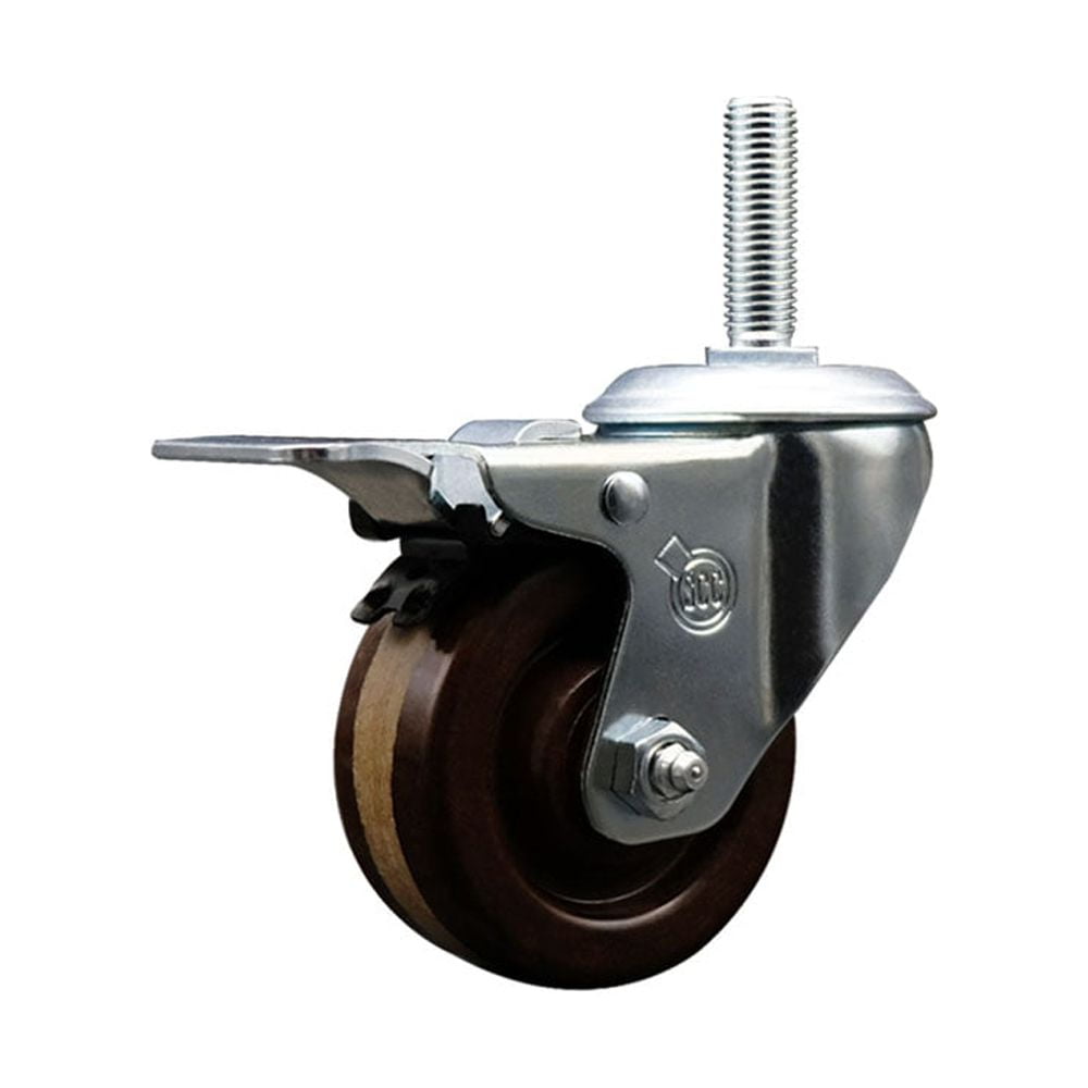 3 Inch High Temp Phenolic 5/8 Inch Stem Caster with Total Lock Brake ...