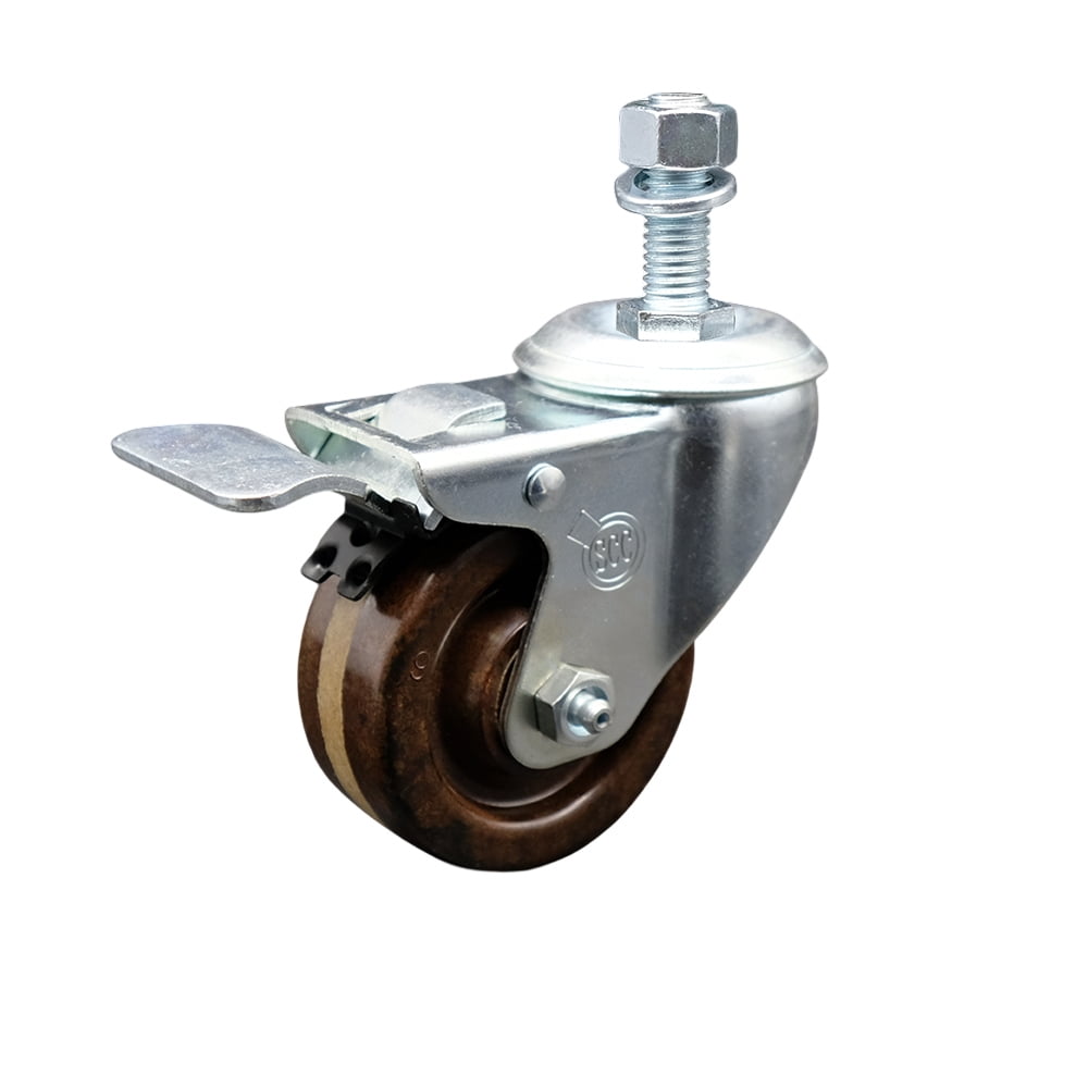 3 Inch High Temp Phenolic Swivel 12mm Stem Caster with Total Lock Brake ...