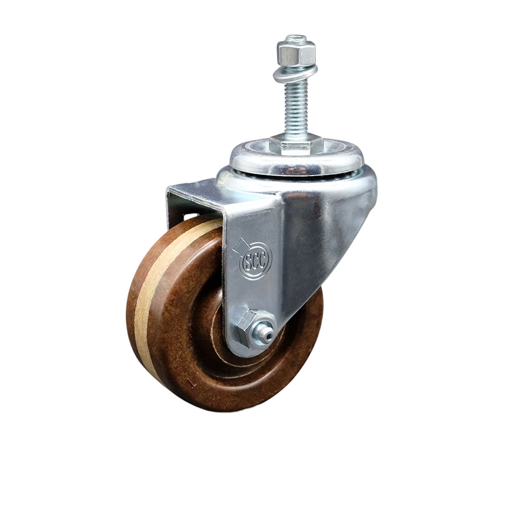 3 Inch High Temp Phenolic Wheel Swivel 10mm Threaded Stem Caster SCC ...