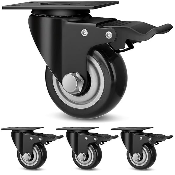 3 Inch Industrial Heavy Duty Swivel Caster Wheels with Brake,Set of 4 ...