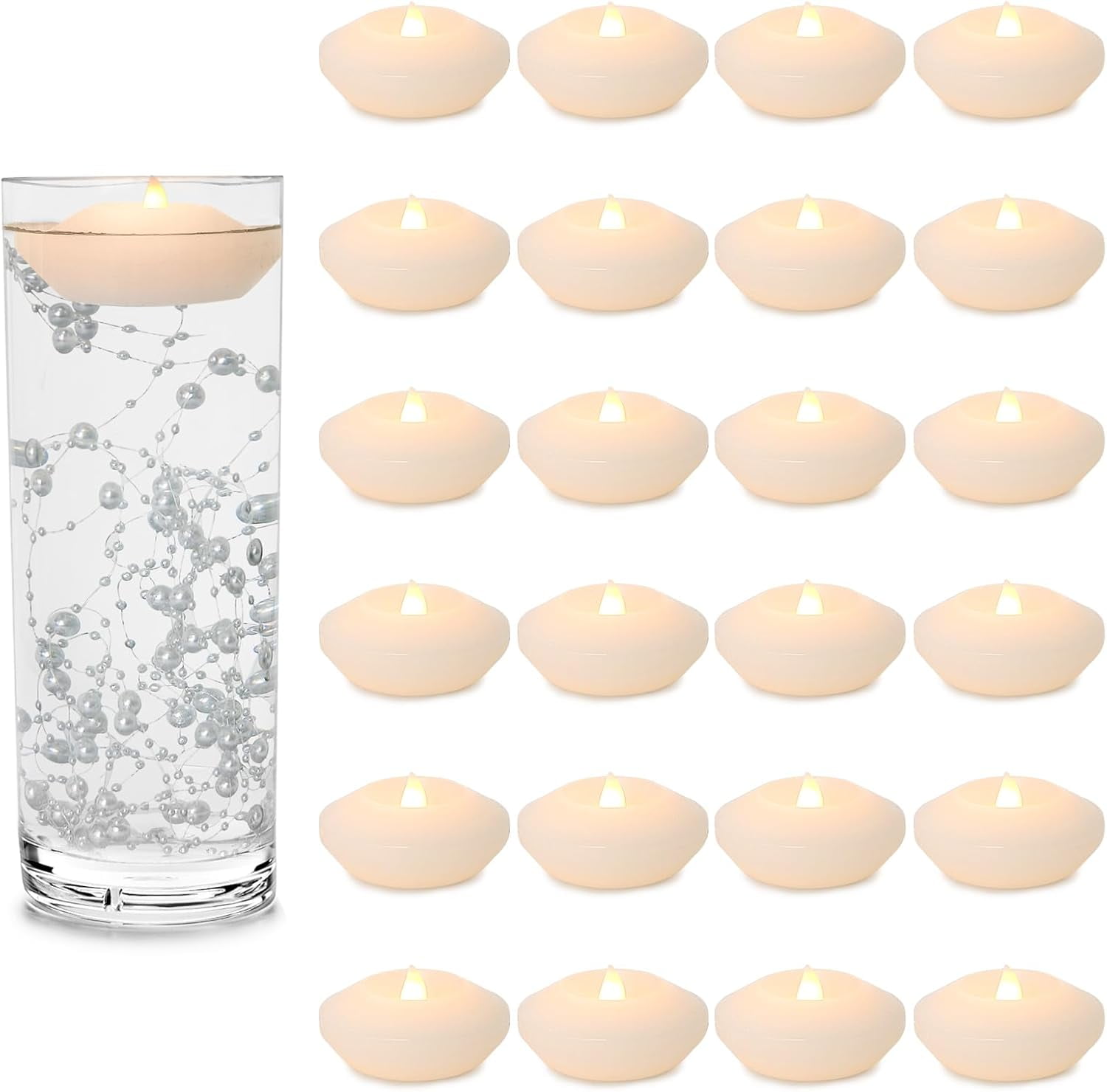 3 Inch Led Floating Candles - 24 count Flameless Water Activated ...