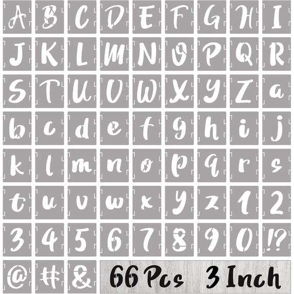 3 Inch Letter Stencils and Numbers, 66 count Alphabet Symbol ...