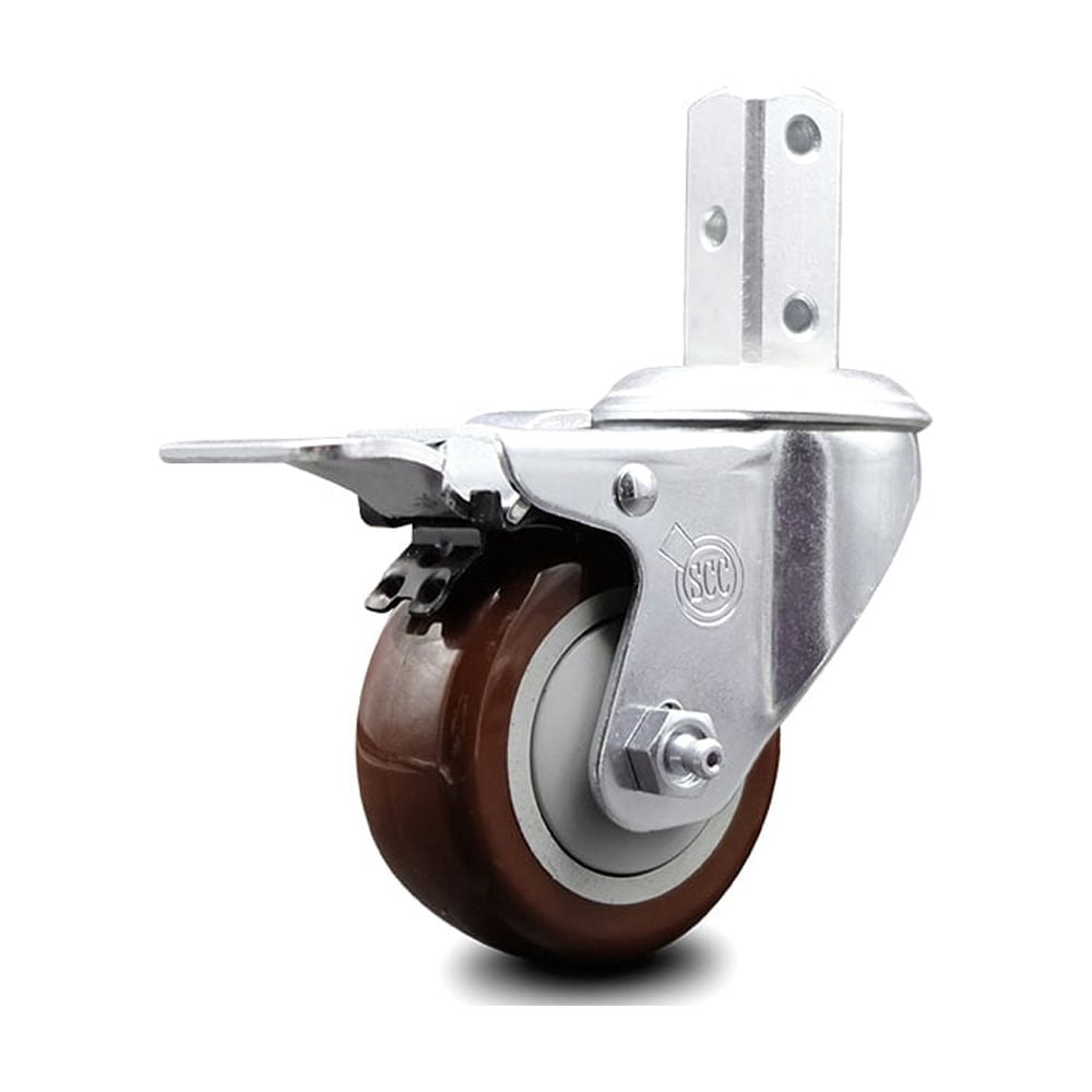 3 Inch Maroon Poly Swivel 7/8 Inch Square Stem Caster with Total Lock ...
